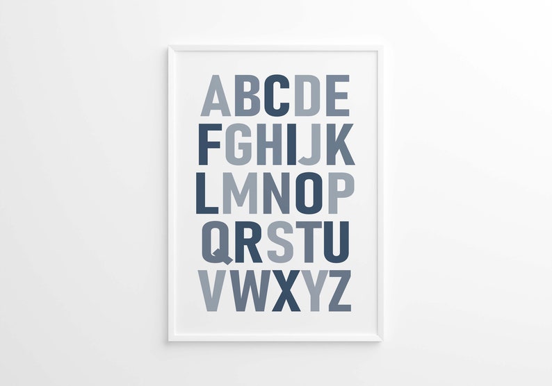 Navy Blue Alphabet Poster, Educational ABC Poster, Printable Alphabet ...