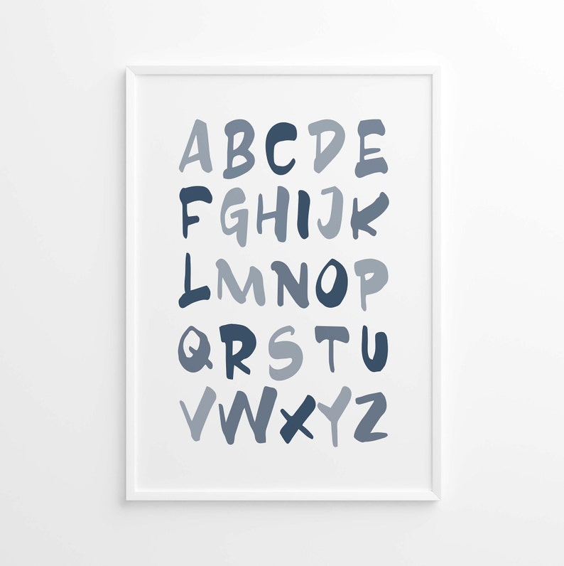 Navy Blue Educational Poster, Alphabet Poster, Educational Print ...