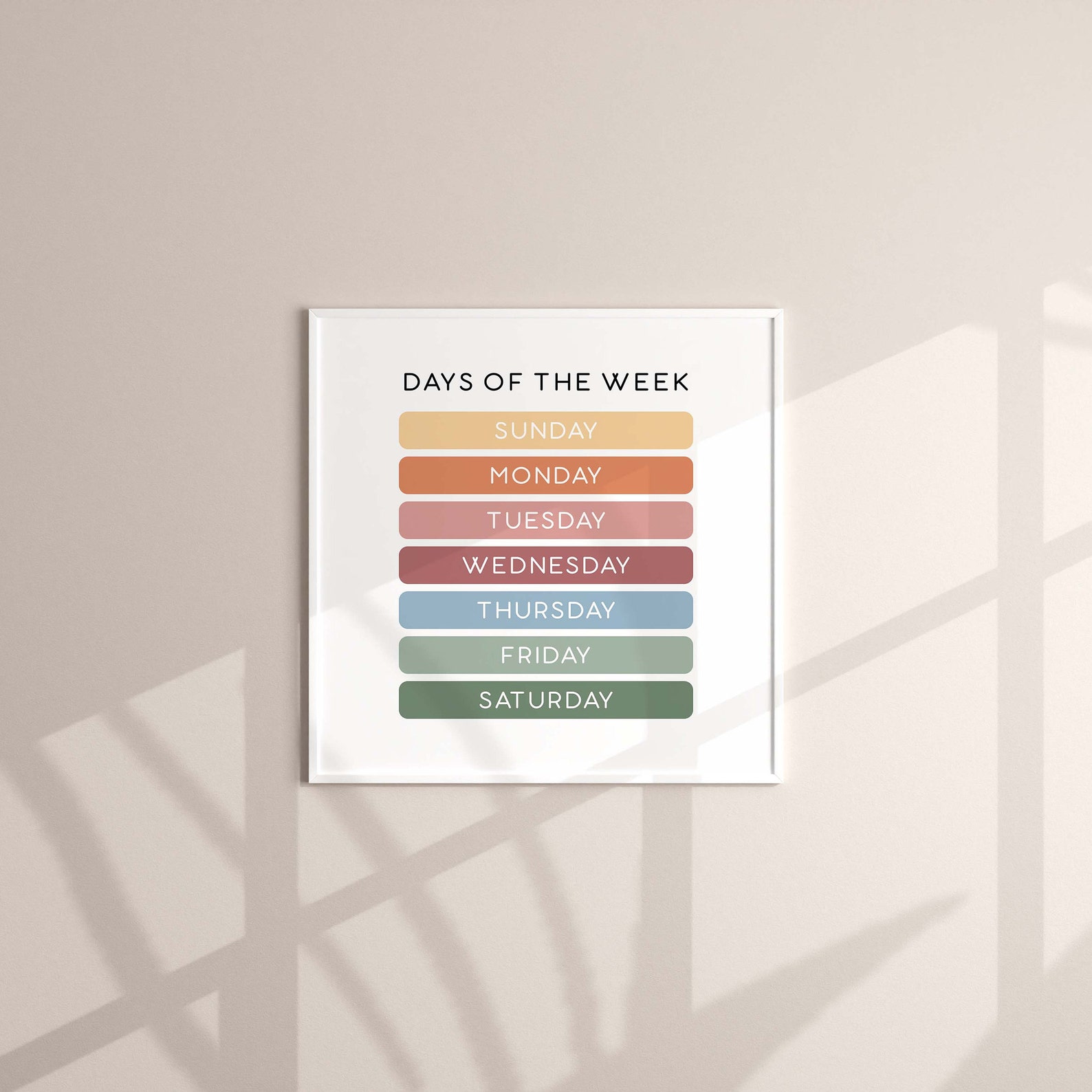 Days of the Week, Educational Printable Wall Art, Classroom Decor ...