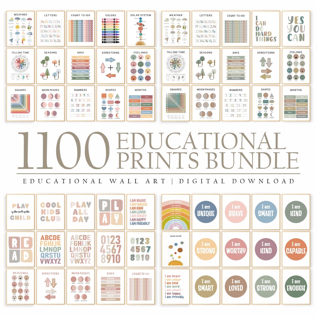 Mega Bundle - Educational Prints Alphabets, Numbers, Posters, Days ...
