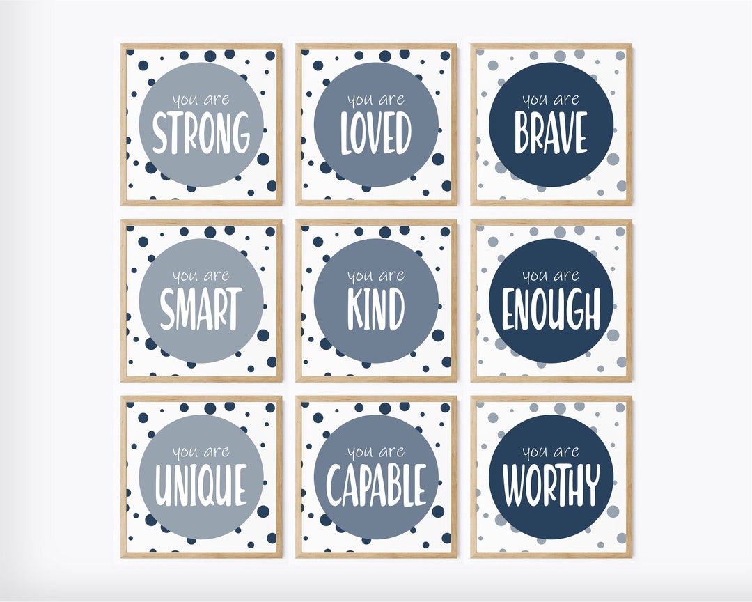 Navy Blue Affirmation Prints for Kids, Classroom Printables, Nursery ...