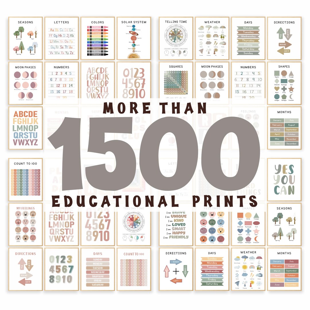 1500+ Educational Printables Bundle | Alphabet, Numbers, Days, Months ...