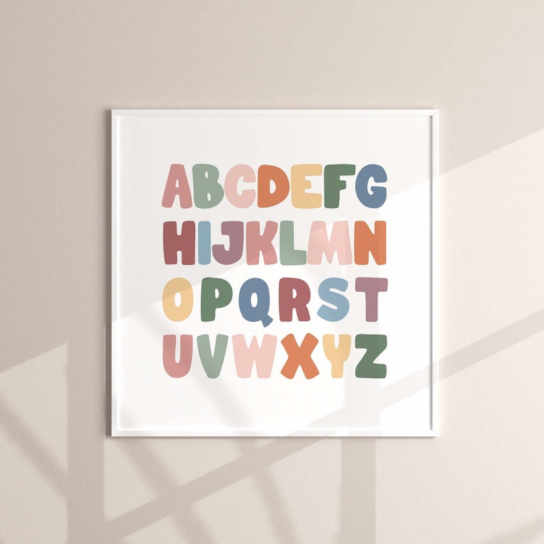 Neutral Alphabet Poster, Alphabet Print, Rainbow ABC, Printable ...