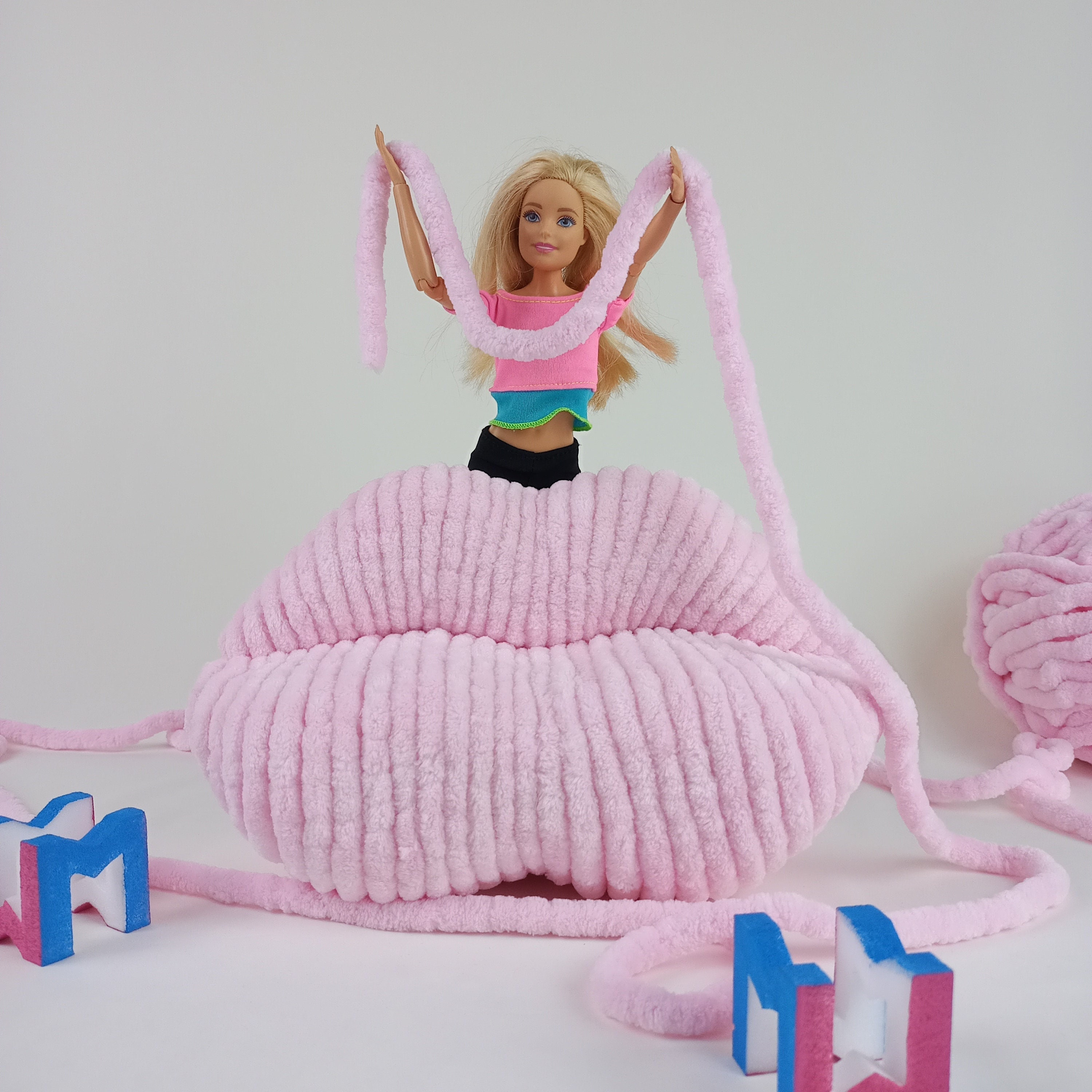 Miniature Pink Handmade Velvet Rope Lip Sofa 1:6 Scale Barbie - Etsy