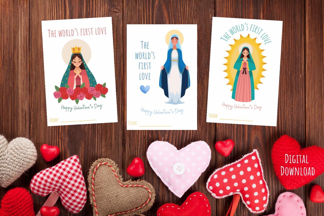 Catholic Kids Valentine's Day Printable Cards Mary, Our Lady of ...