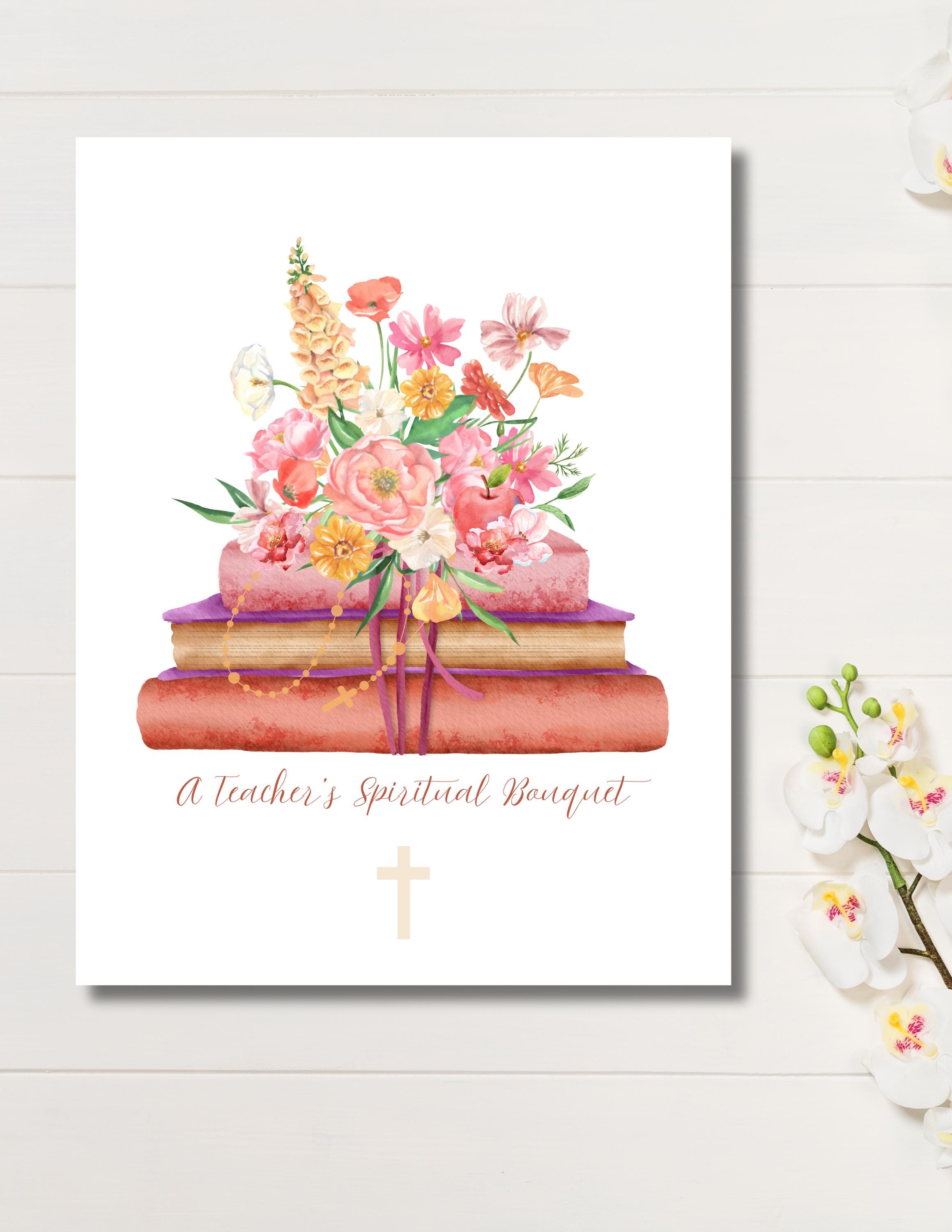 Teacher’s Spiritual Bouquet Card, Digital Download, Religious Teacher ...
