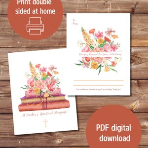 Teacher’s Spiritual Bouquet Card, Digital Download, Religious Teacher ...