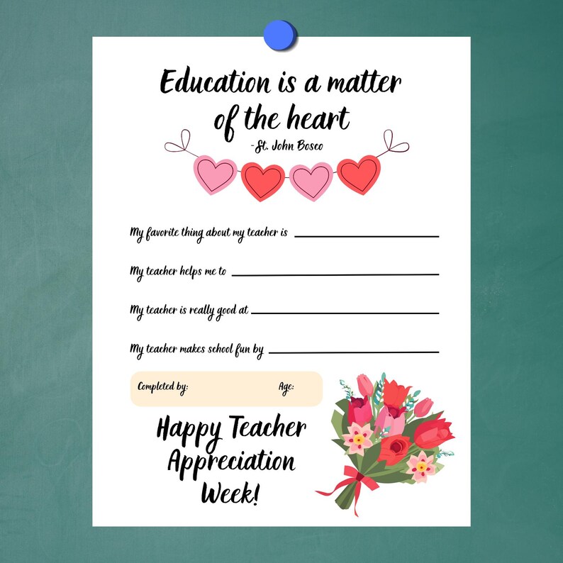 Teacher Appreciation Week Printable, Teacher Gift, Digital Download - Etsy