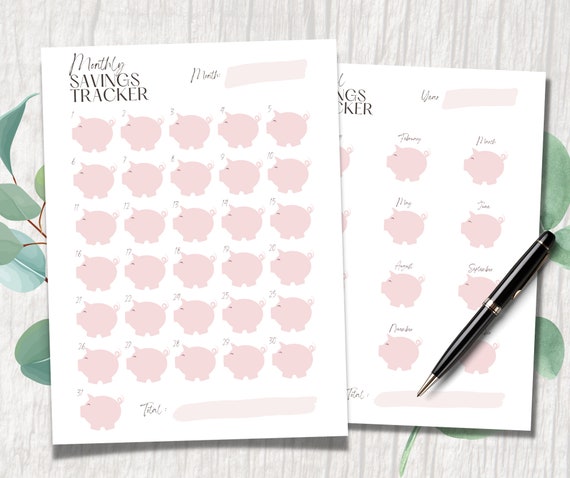 Savings Tracker PRINTABLE Monthly PDF Savings Planner - Etsy