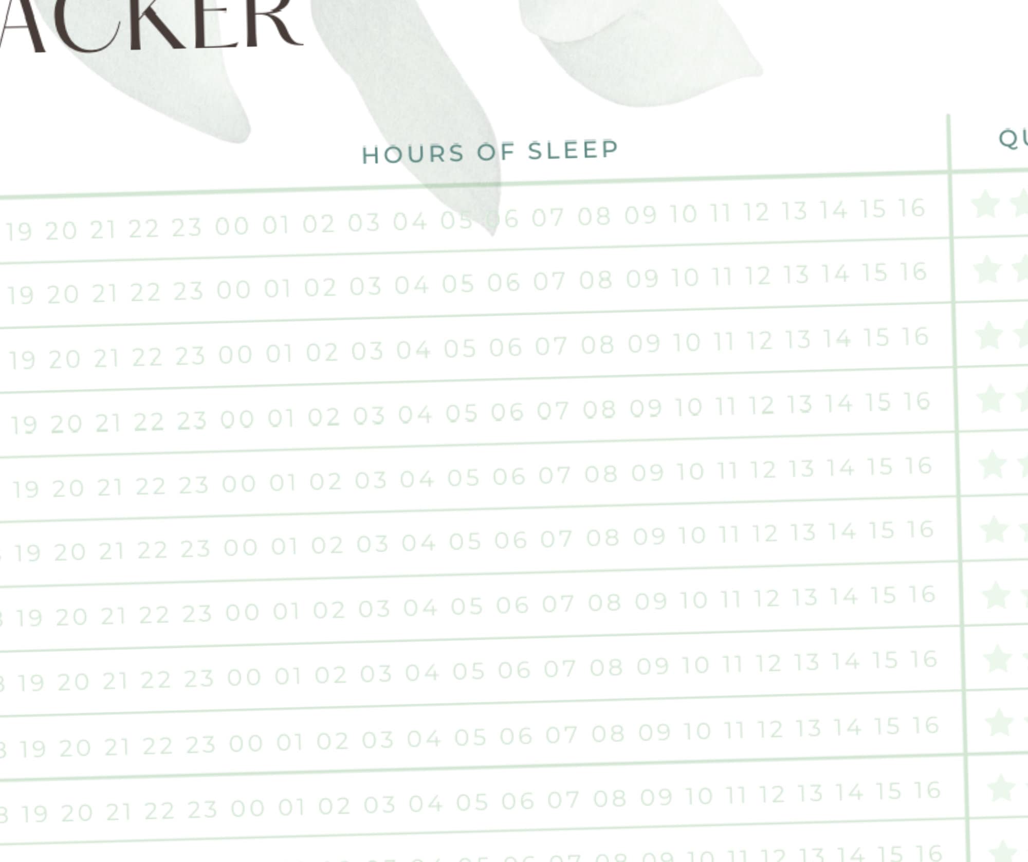 Sleep Tracker PRINTABLE Monthly Sleeping Chart Minimalist Sleep Tracker ...