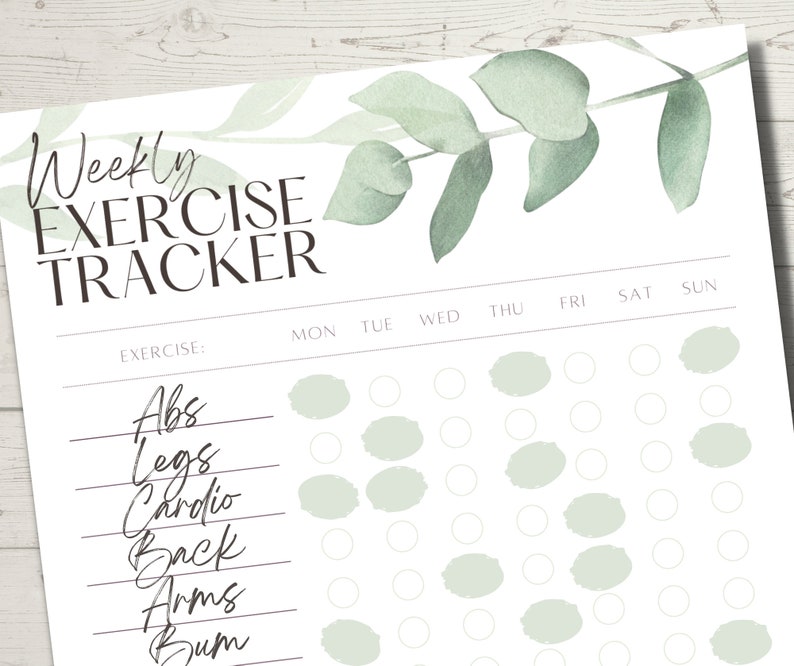 Exercise Tracker PRINTABLE Weekly Fitness Planner Weekly Workout ...
