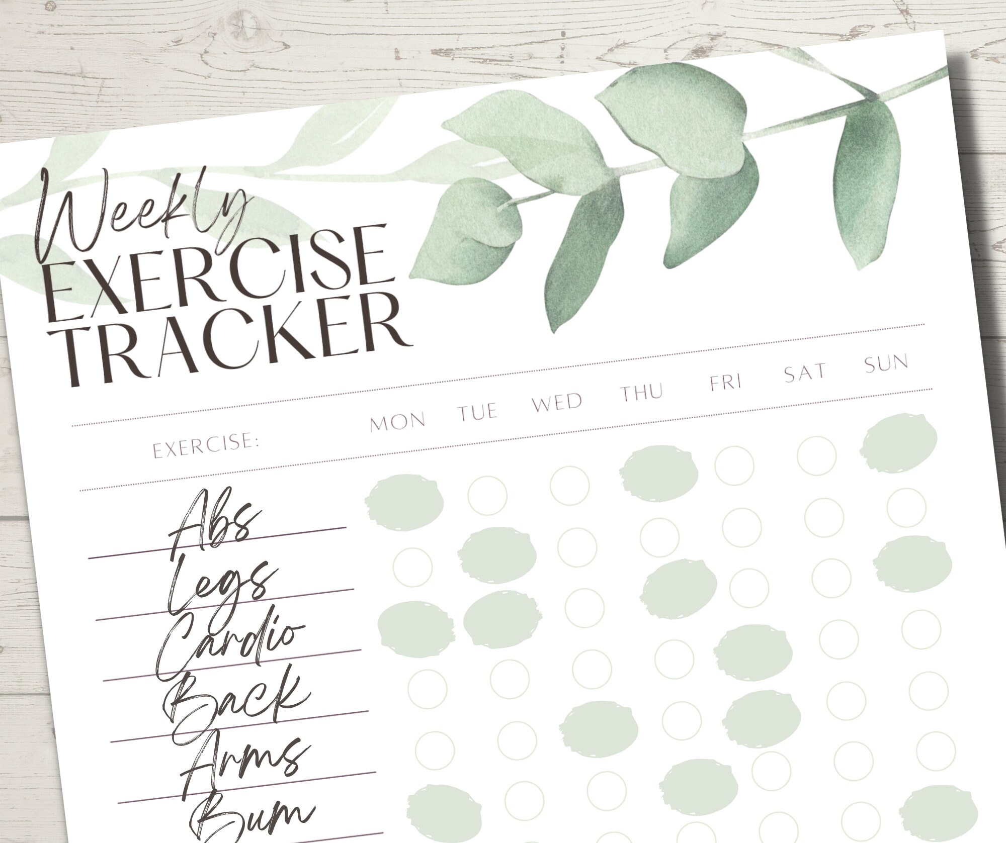 Exercise Tracker PRINTABLE Weekly Fitness Planner Weekly Workout ...