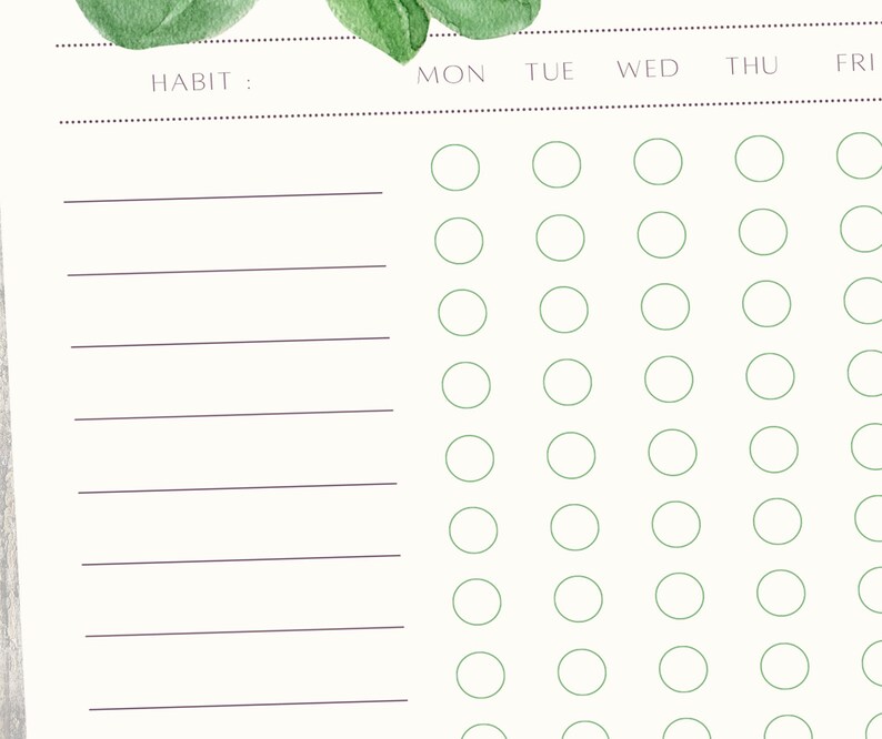 Weekly Habit Tracker PRINTABLE Instant Digital Download 2 Versions ...