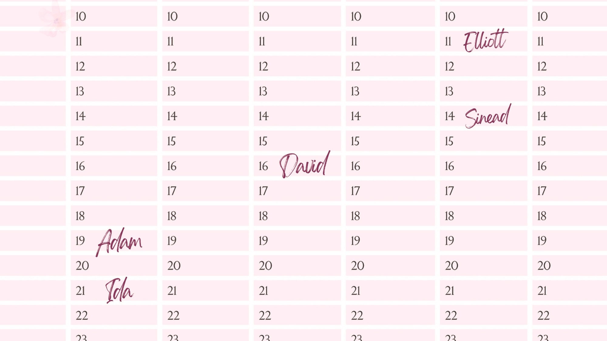 Perpetual Birthday Calendar With Notes PRINTABLE ︱ Instant Digital ...