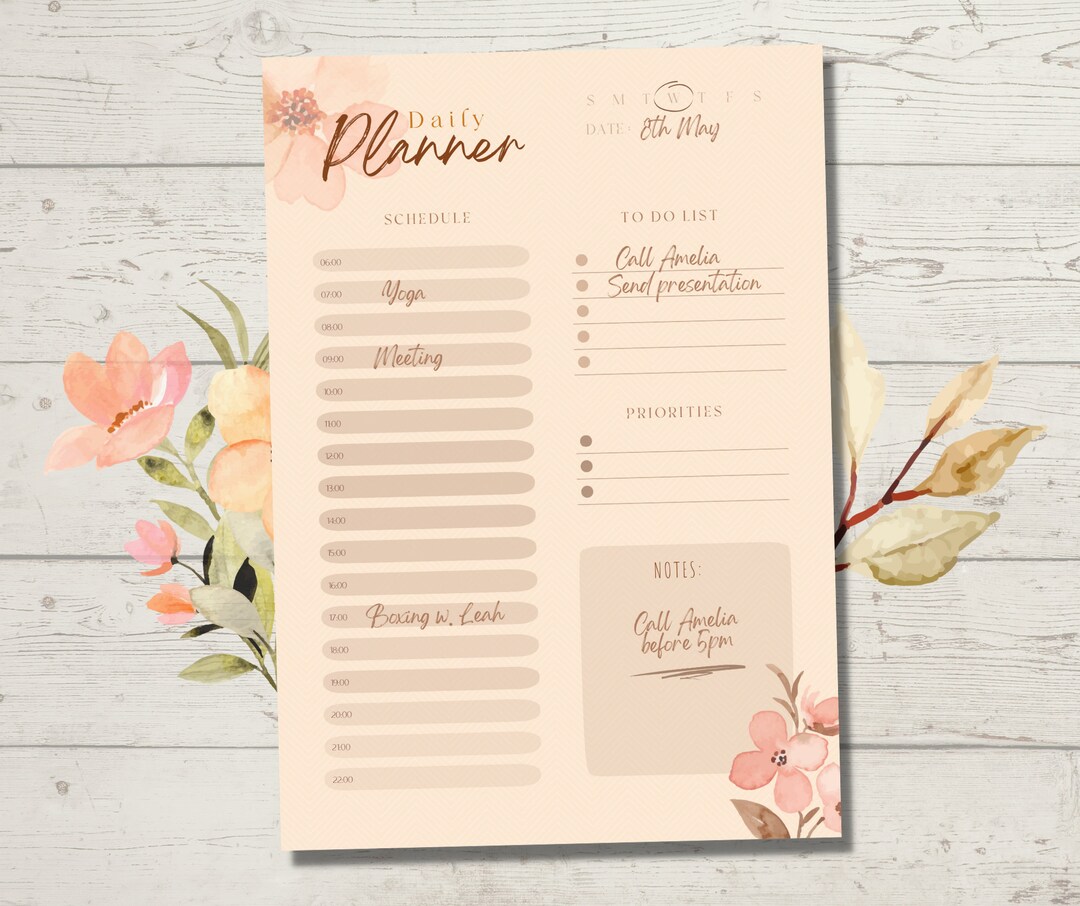 Daily Planner PRINTABLE | Instant Digital Download | Minimalist Daily ...