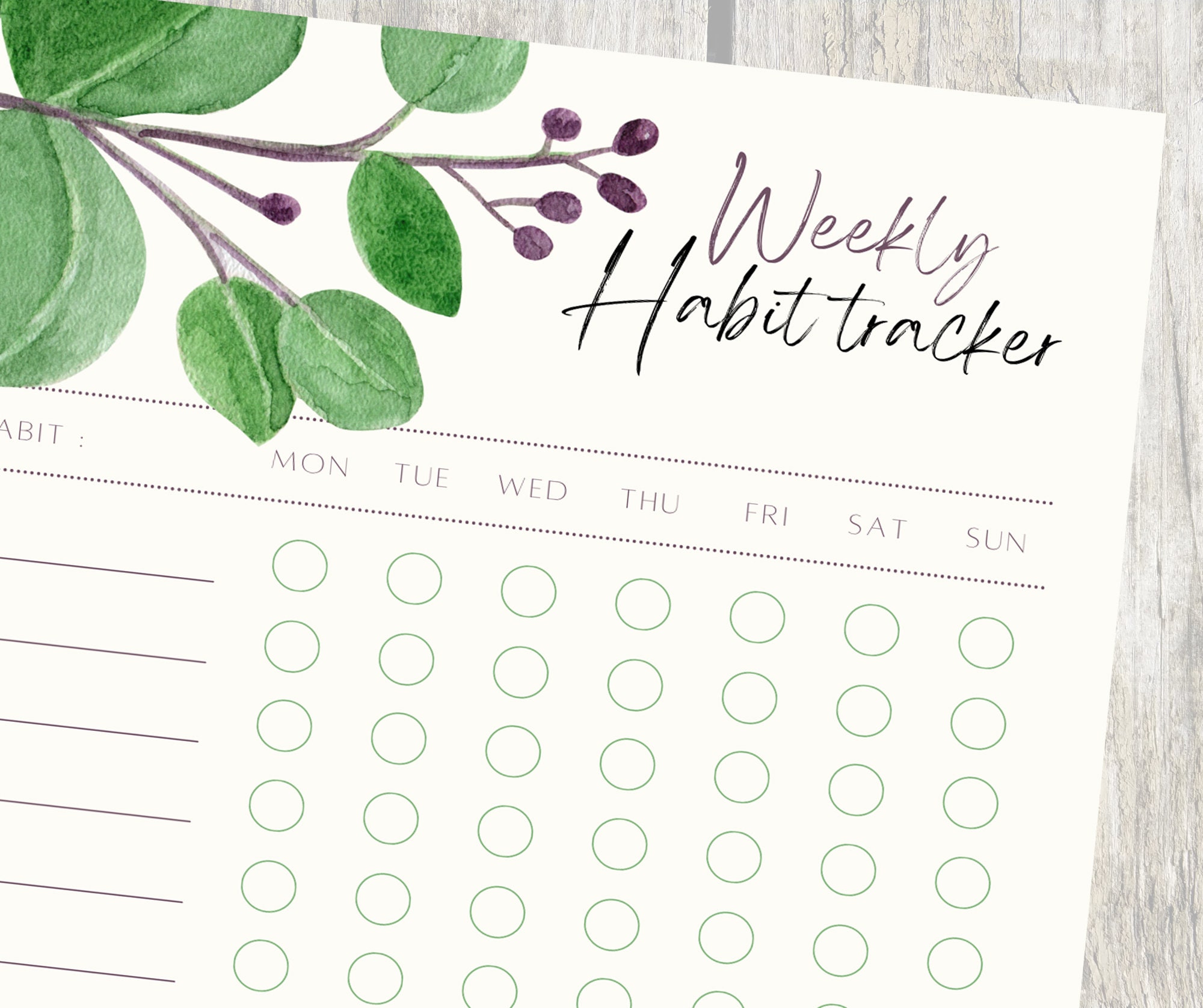 Weekly Habit Tracker PRINTABLE Instant Digital Download 2 Versions ...