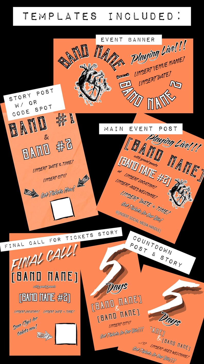 Concert Social Media Kit Canva Template | Band Event Promo, Countdown ...