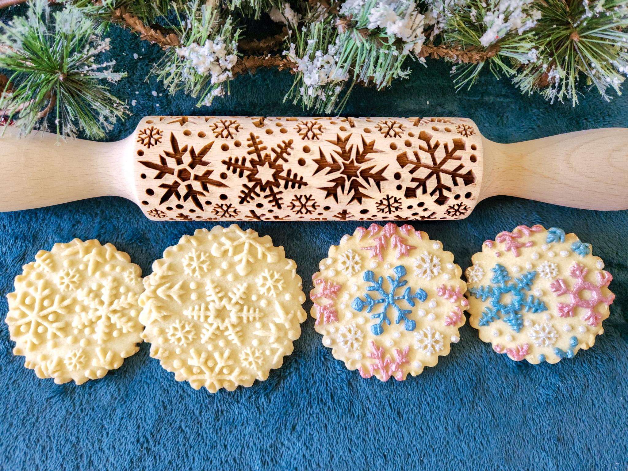 Snowflakes Large Fancy Designs Embossed Rolling Pin - Etsy