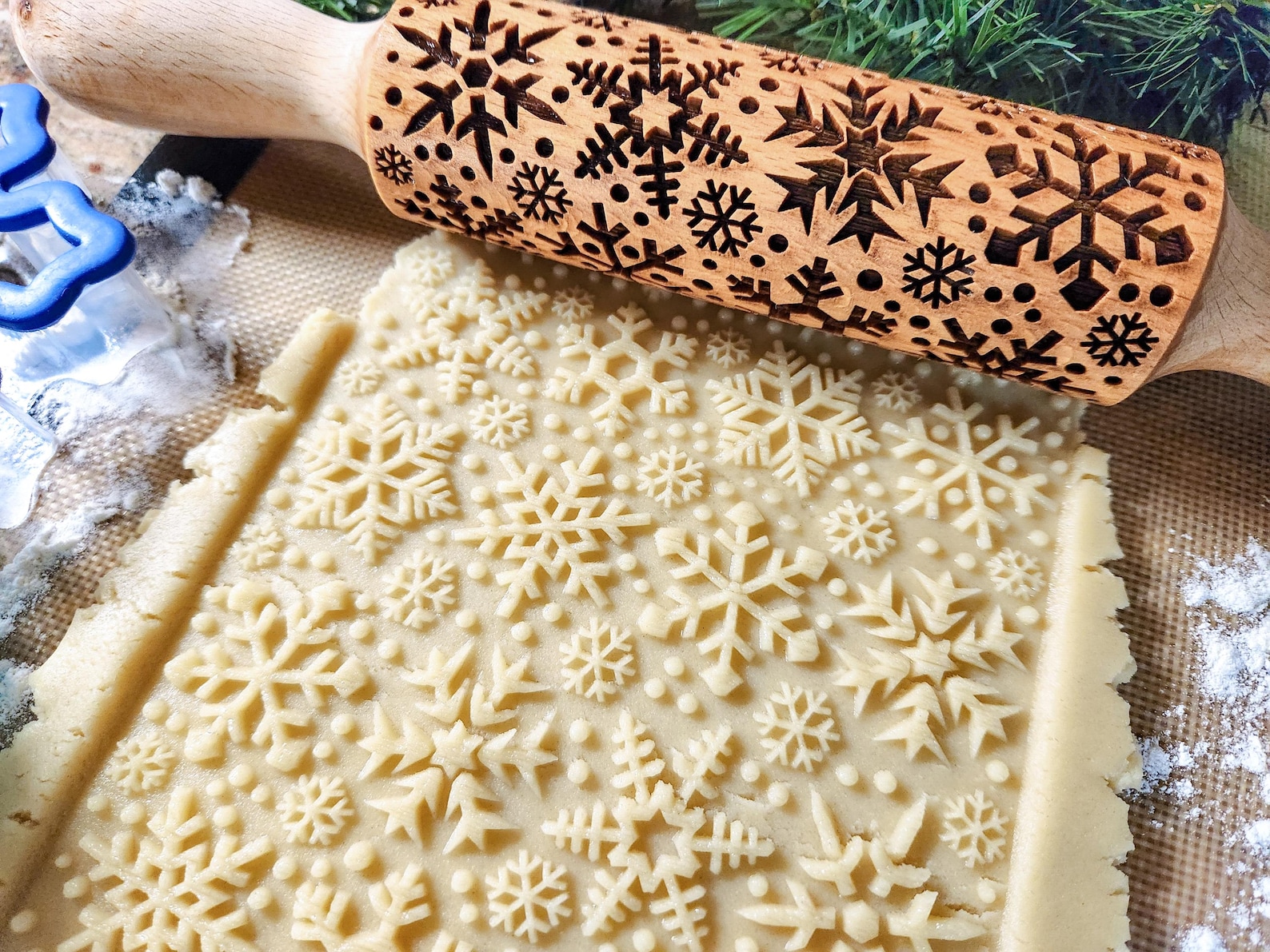 Snowflakes Large Fancy Designs Embossed Rolling Pin - Etsy