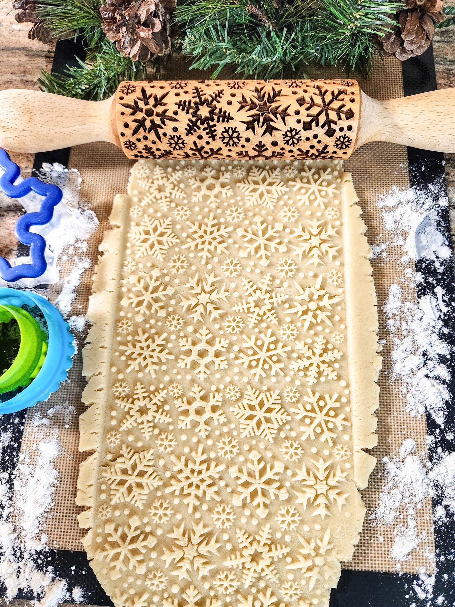 Snowflakes Large Fancy Designs Embossed Rolling Pin - Etsy
