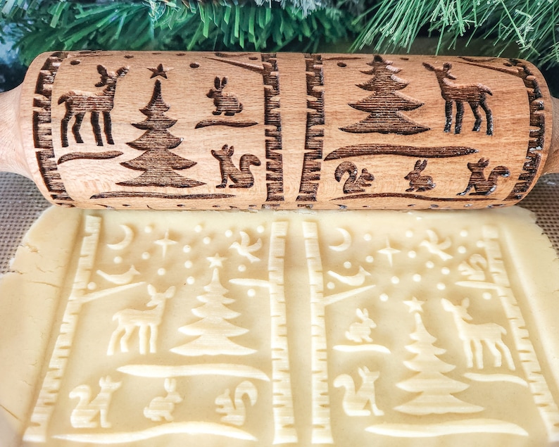 Winter Animals Scene Embossed Rolling Pin - Etsy