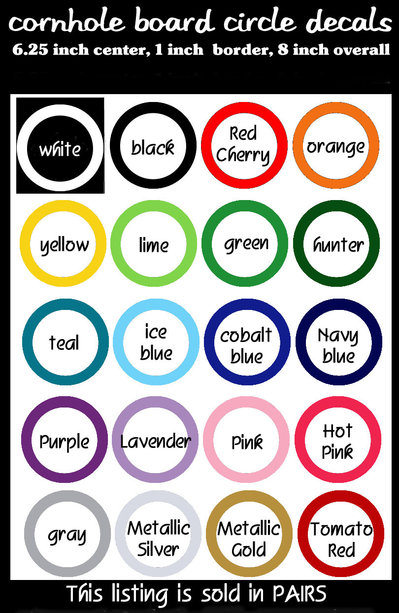 CORNHOLE Board Border Rings and Stripes DECALS 1 Set COMPLETE Kit for 1 ...