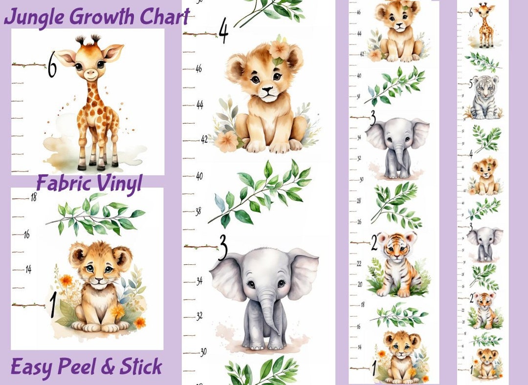 Growth Chart Jungle Safari Child Children Fabric Vinyl Removable ...