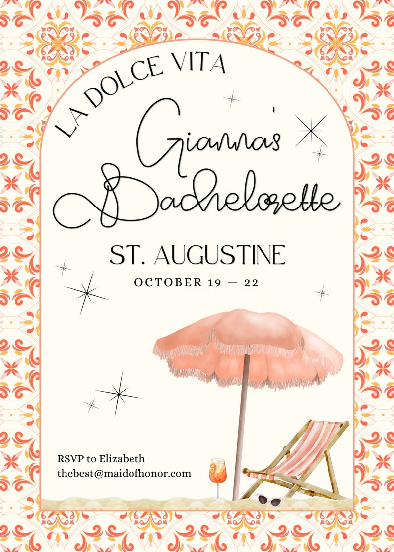 Italian Beach Bachelorette Invitation Itinerary - Etsy