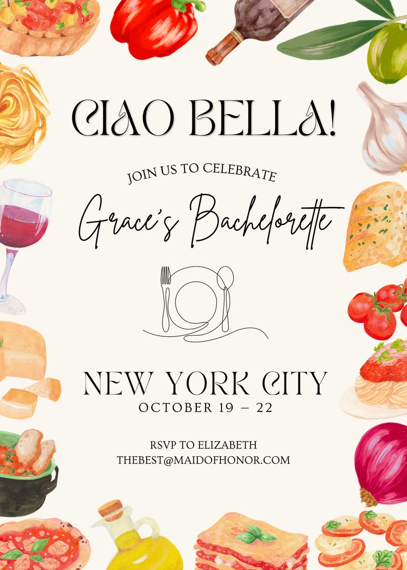 Italian Bachelorette Invitation Itinerary - Etsy