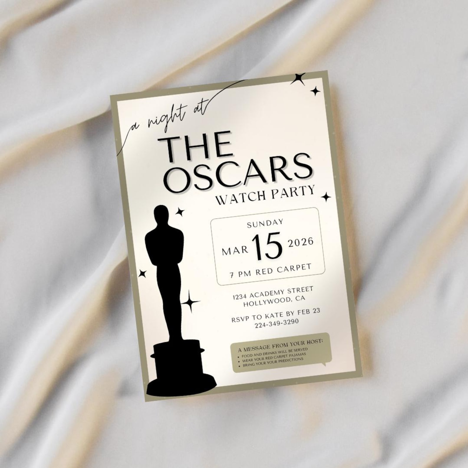Oscars 2026 Party Invitation & Ballot | Academy Awards | Editable Canva ...