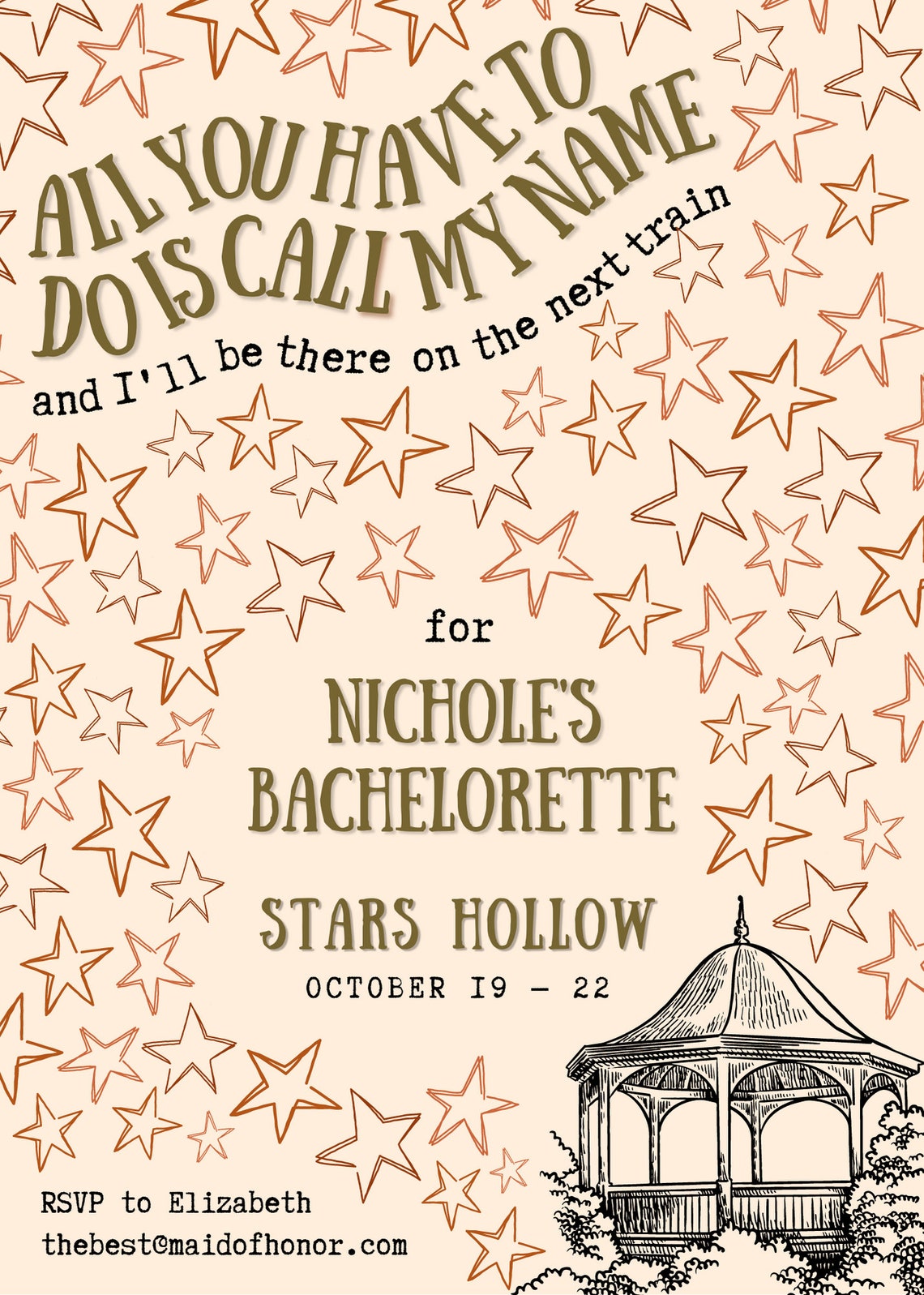 Gilmore Girls Inspired Bachelorette Invitation Itinerary - Etsy