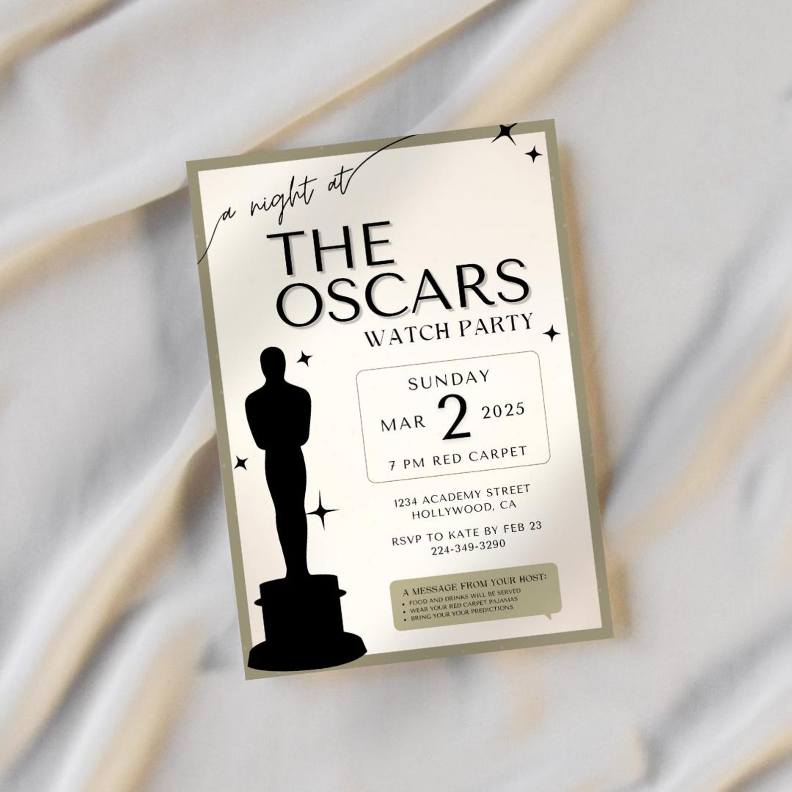 Oscars 2025 Party Invitation & Ballot | Academy Awards | Editable Canva ...