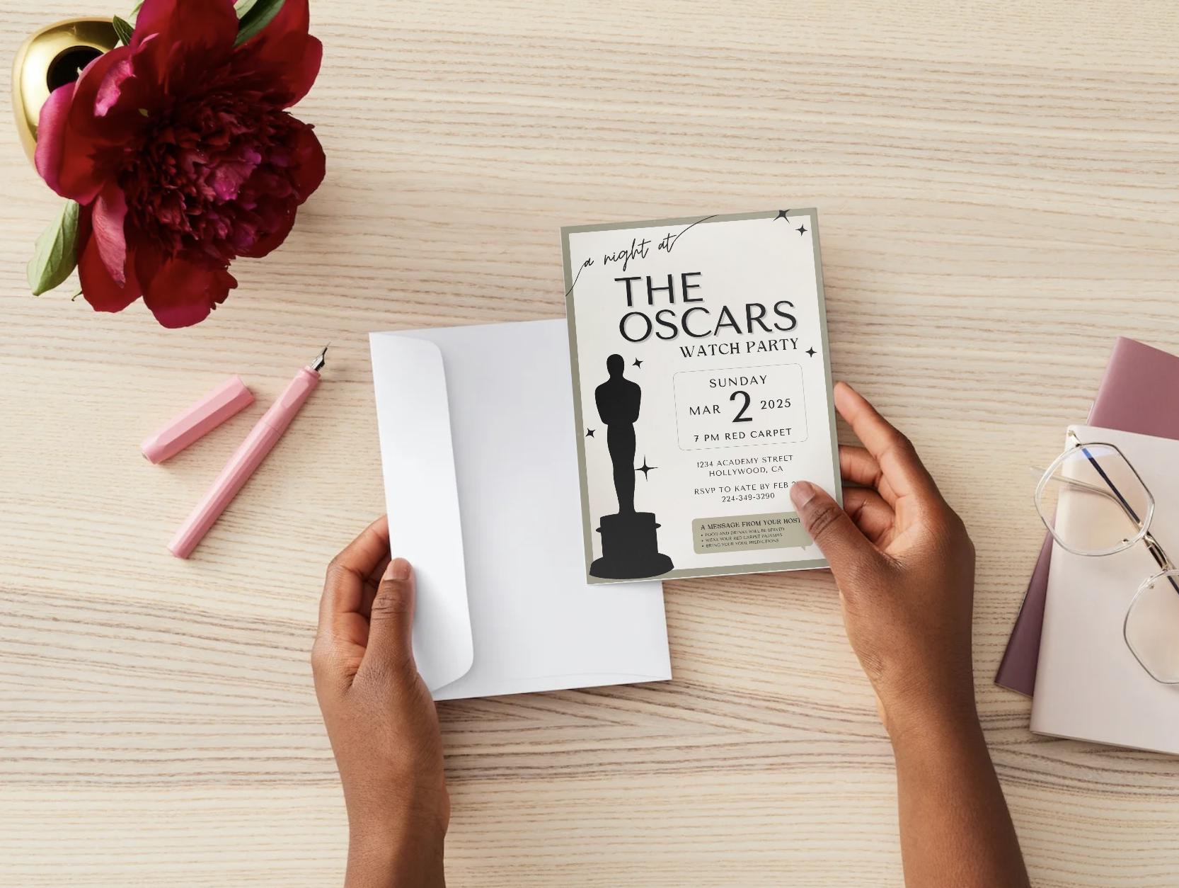 Oscars 2025 Party Invitation & Ballot | Academy Awards | Editable Canva ...