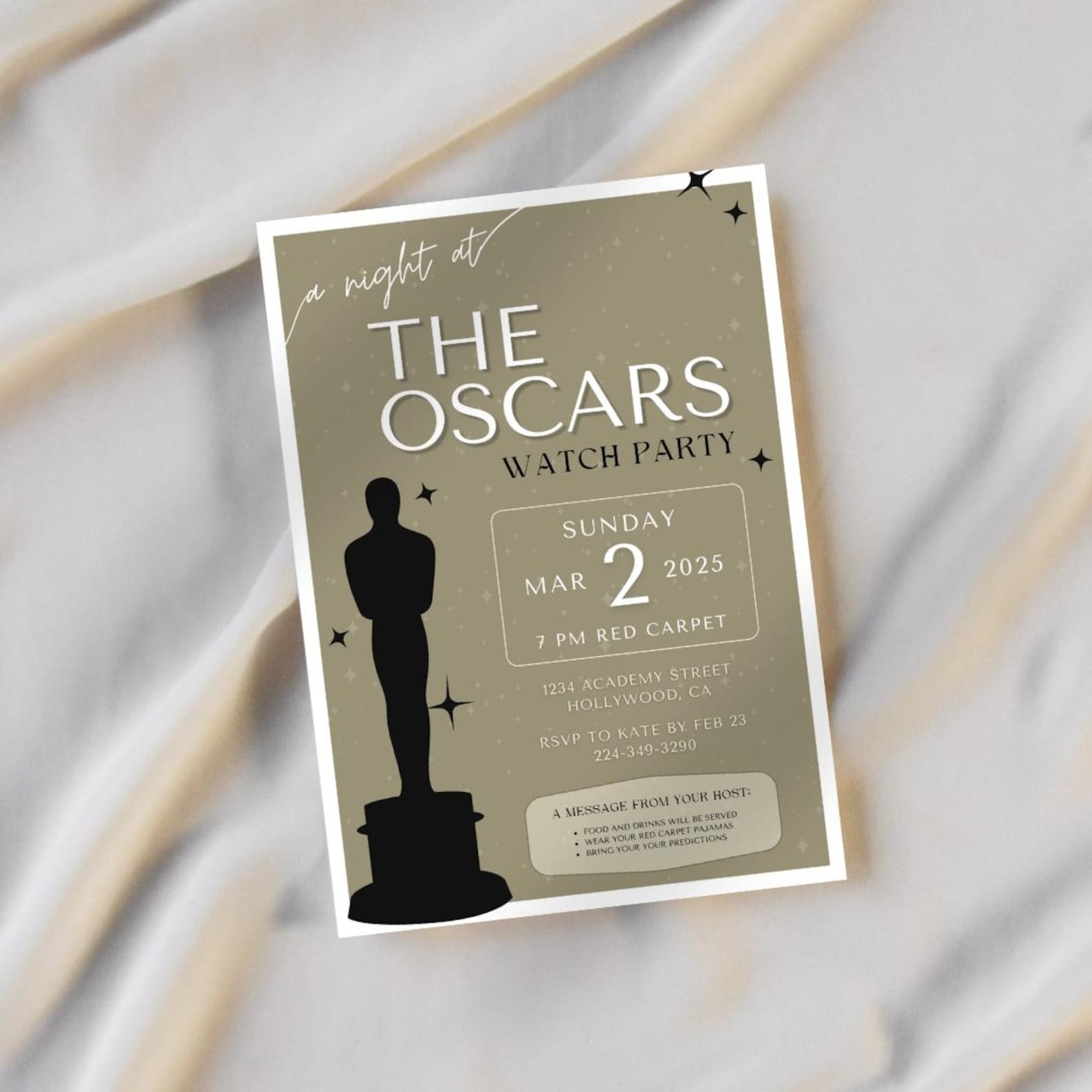 Oscars 2025 Party Invitation & Ballot | Academy Awards | Editable Canva ...