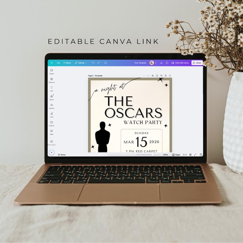 Oscars 2026 Party Invitation & Ballot | Academy Awards | Editable Canva ...