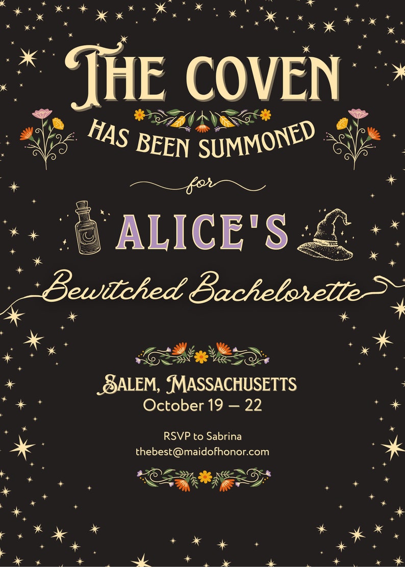 Witchy Bachelorette Invitation Itinerary - Etsy
