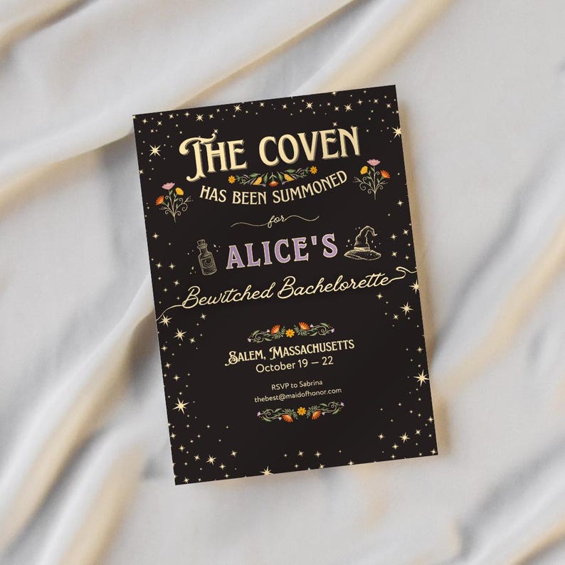 Witchy Bachelorette Invitation & Itinerary | Spooky | Halloween Party ...