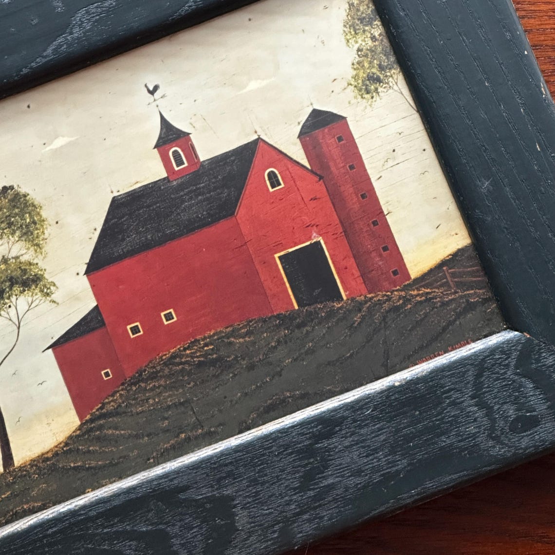 Warren Kimble Folkart Framed Vintage Print Red Farmhouse and Silo - Etsy