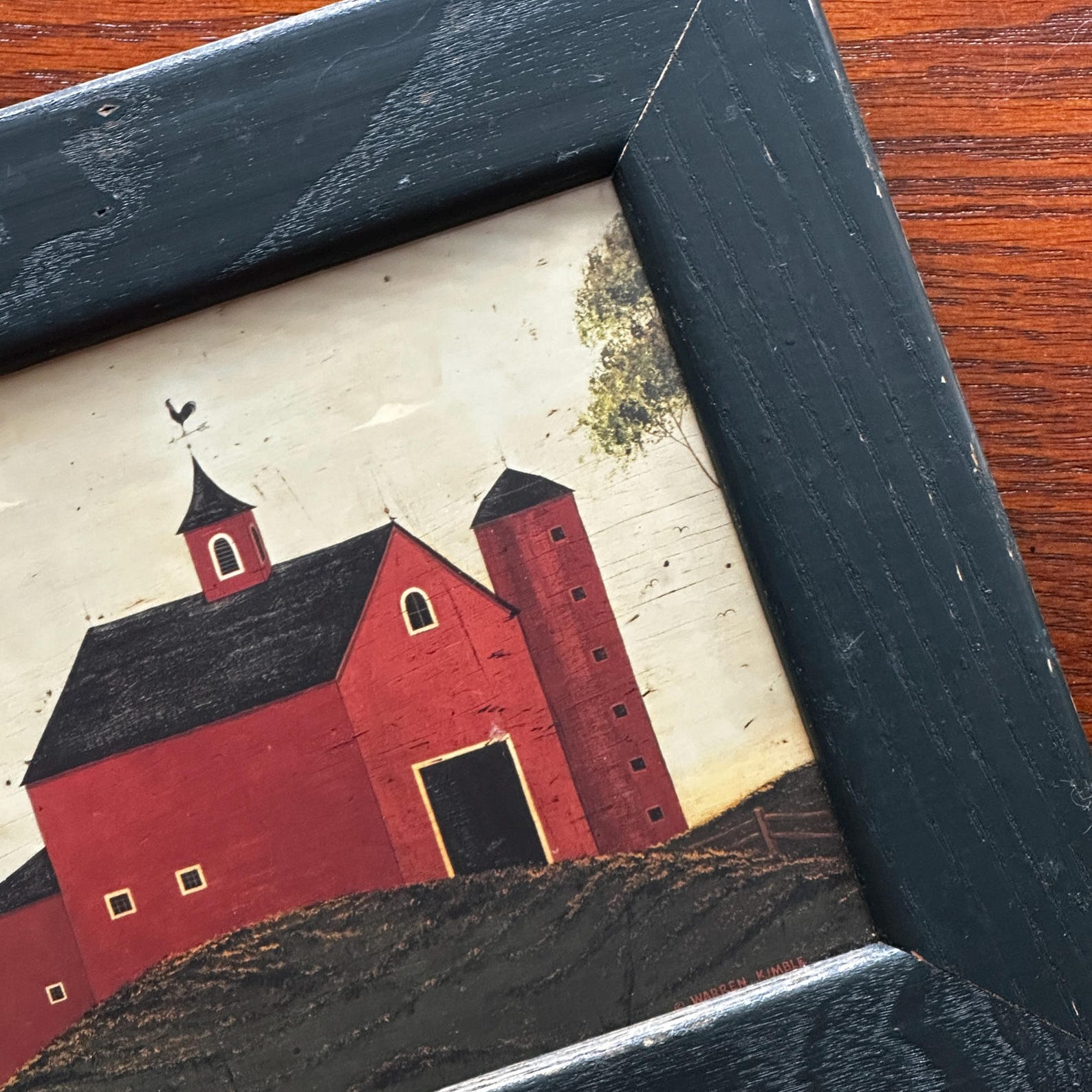 Warren Kimble Folkart Framed Vintage Print Red Farmhouse and Silo - Etsy