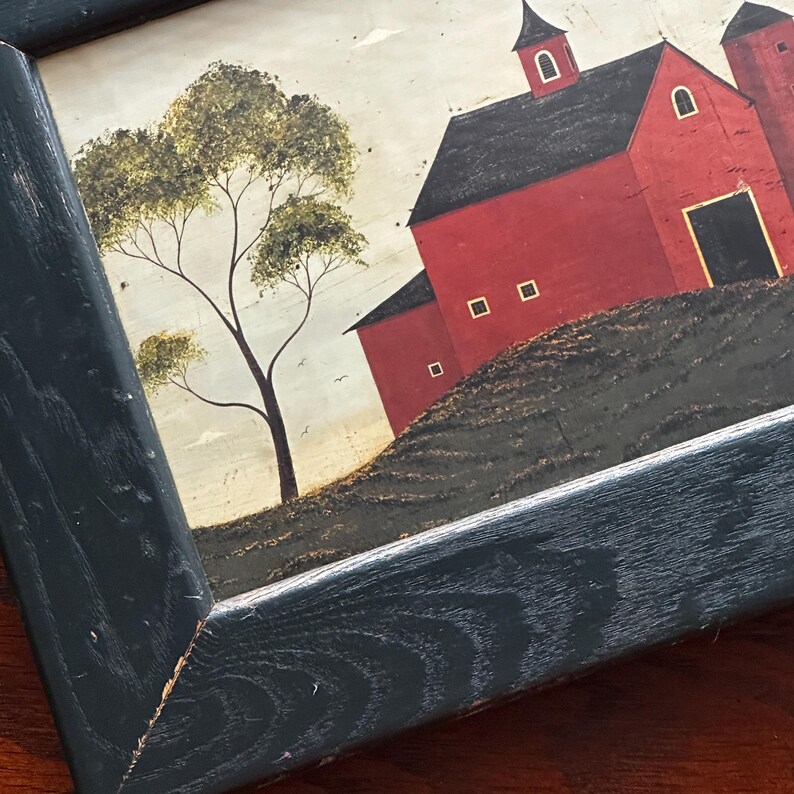 Warren Kimble Folkart Framed Vintage Print Red Farmhouse and Silo - Etsy
