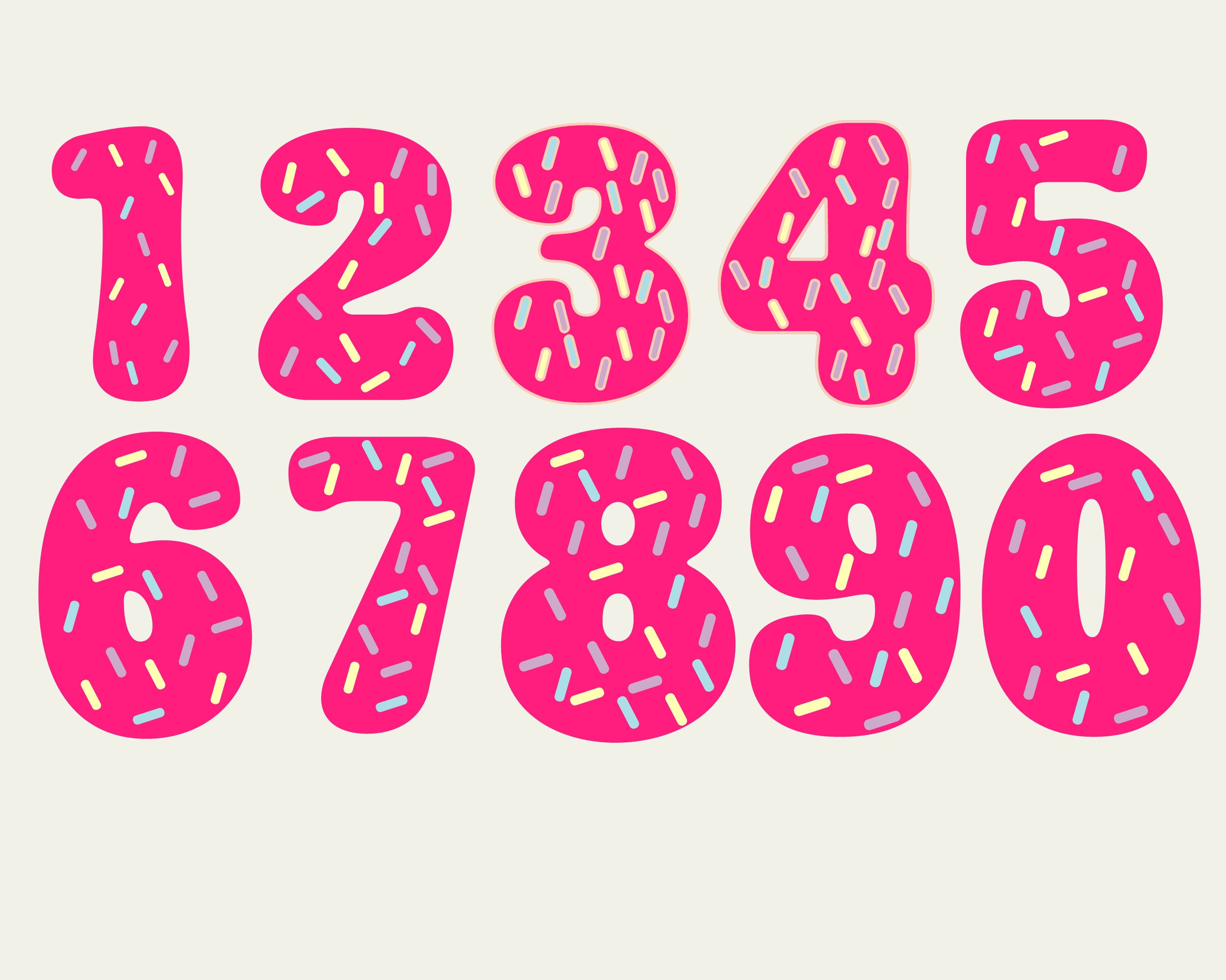 Donut Numbers SVG. Pink Doughnuts. Cricut Cut Files, Layered ...