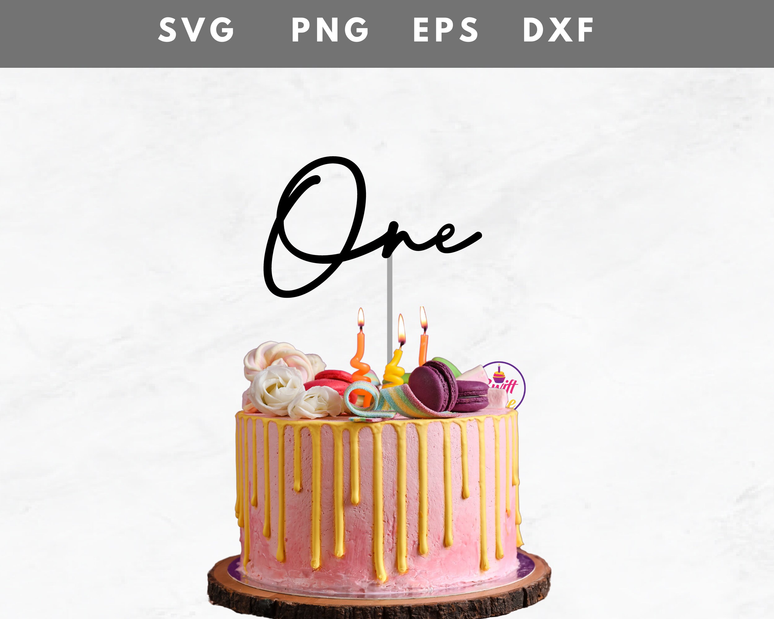 One Cake Topper Svg | First Birthday Cake Topper | Png Instant Download ...