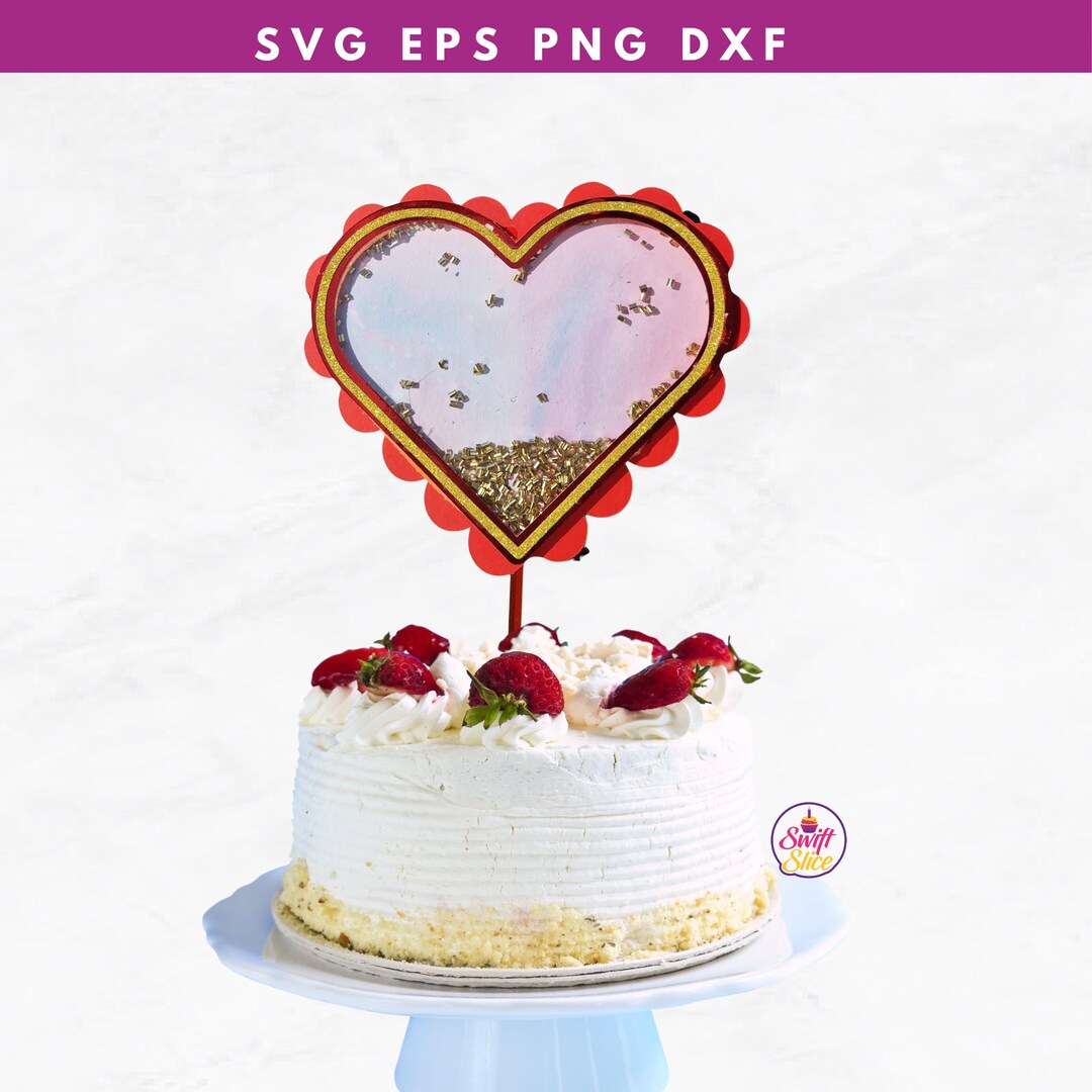 Scalloped Heart Shaker Cake Topper SVG | Digital Cut File | Full ...