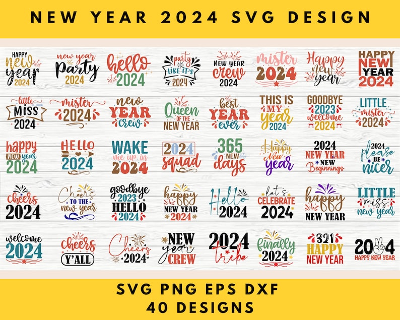Hello 2024 Svg Happy New Year 2024 Png Bundle Disco Ball - Etsy Australia