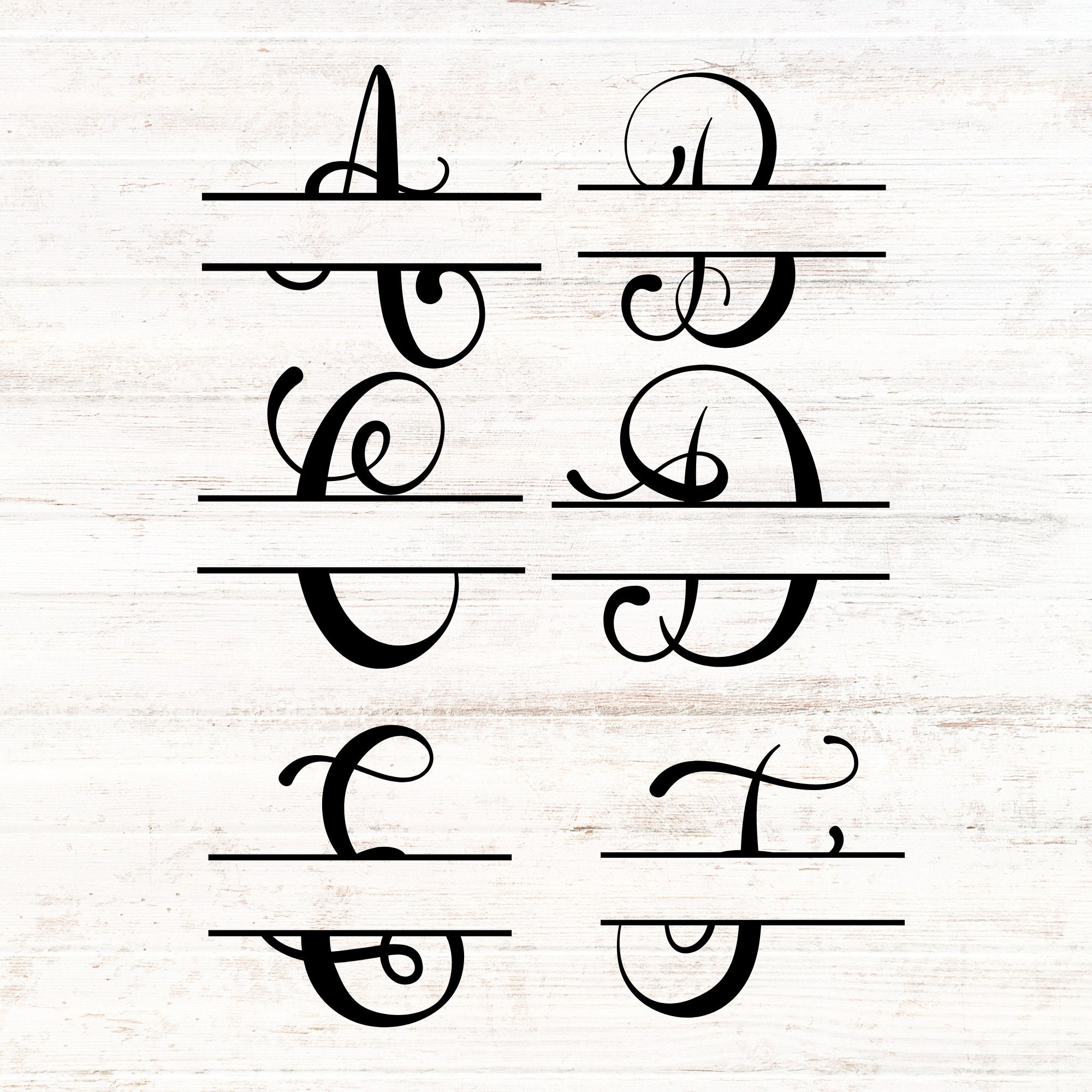 Split Monogram Alphabet SVG Bundle 26 Digital Files for - Etsy