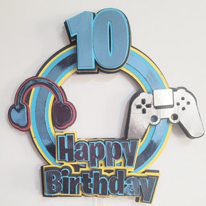 Gamer Cake Topper Controller Game Cake Toppers Happy Birthday Svg Video ...