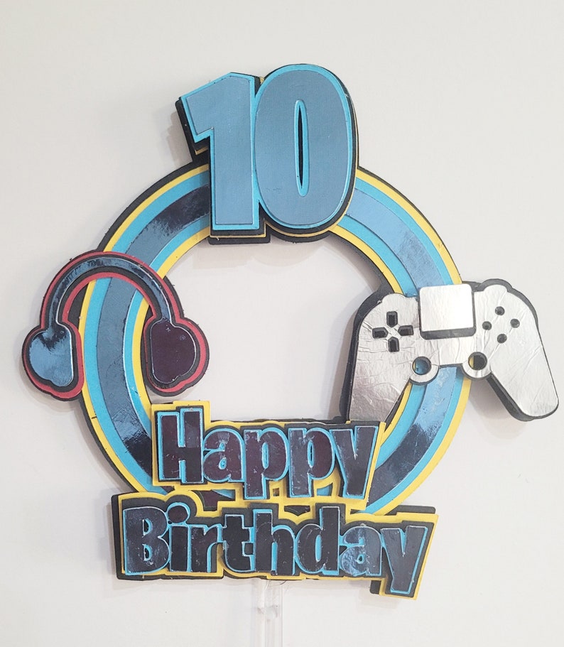 Gamer Cake Topper Controller Game Cake Toppers Happy Birthday Svg Video ...