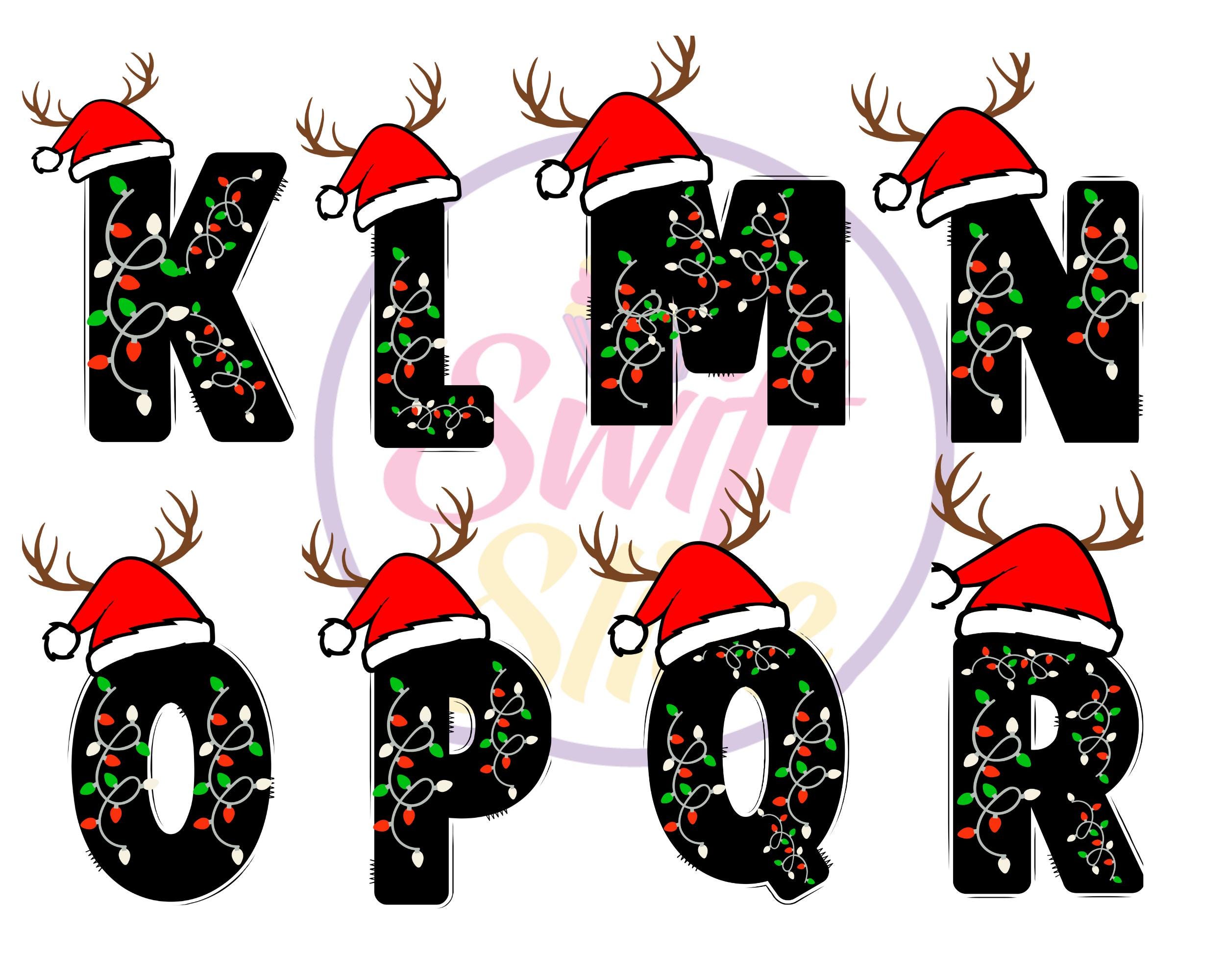 Christmas Alphabet PNG Bundle - Family Christmas - Reindeer & Santa Hat ...