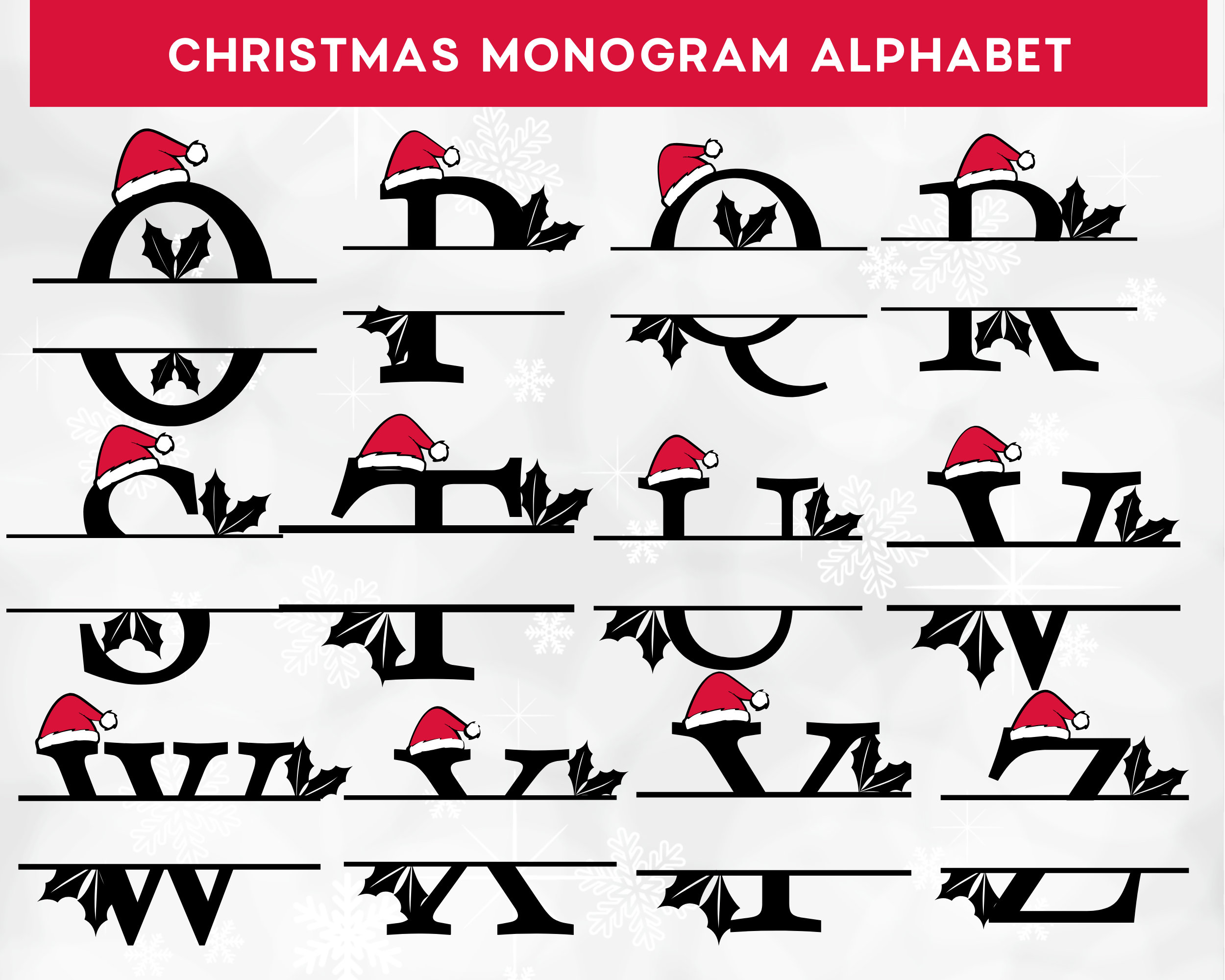 Christmas Alphabet Svg | Svg Png Dxf File Bundle | Christmas Monogram ...