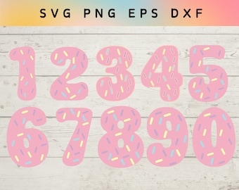 Donut Numbers SVG. PNG. Pink Doughnuts. Cricut Cut Files, Layered ...